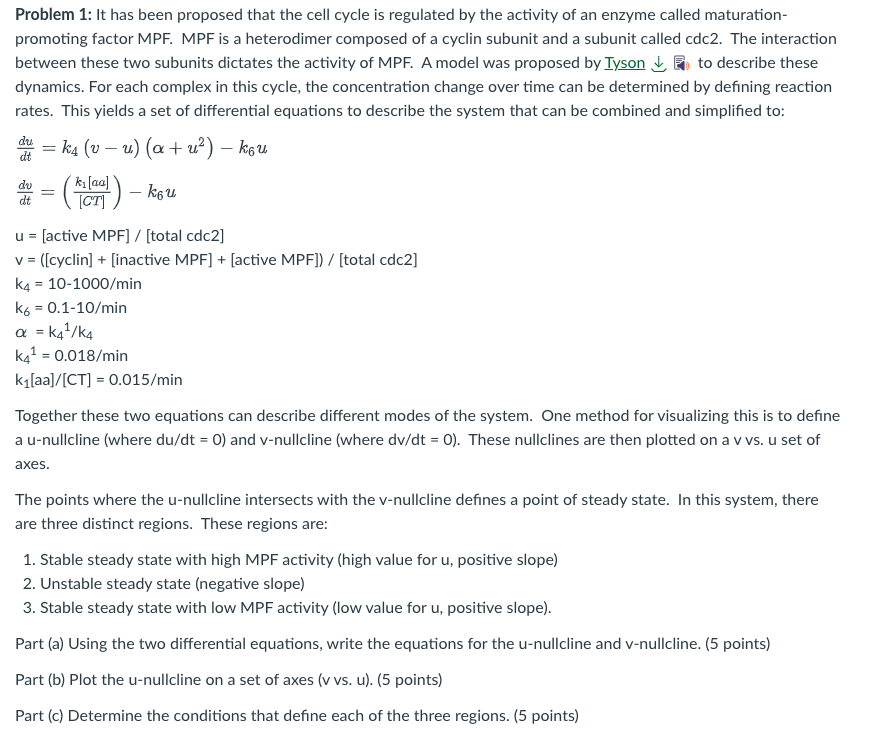 Solved Problem 1: It has been proposed that the cell cycle | Chegg.com