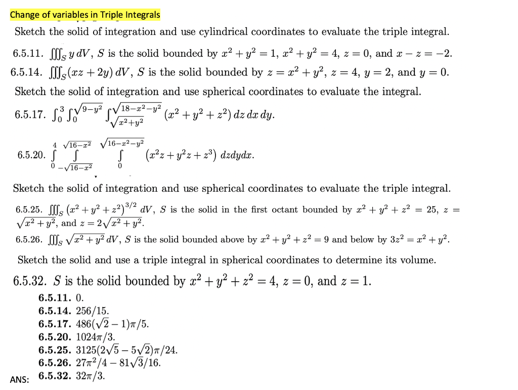 Solved Change of variables in Triple Integrals Sketch the | Chegg.com