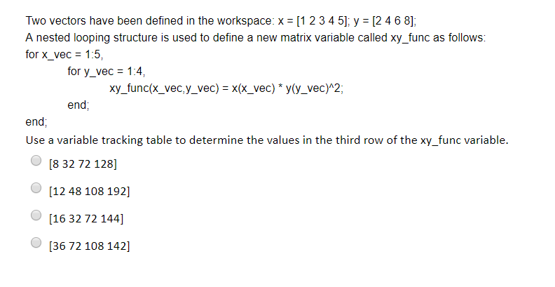 Solved Two vectors have been defined in the workspace: x = | Chegg.com