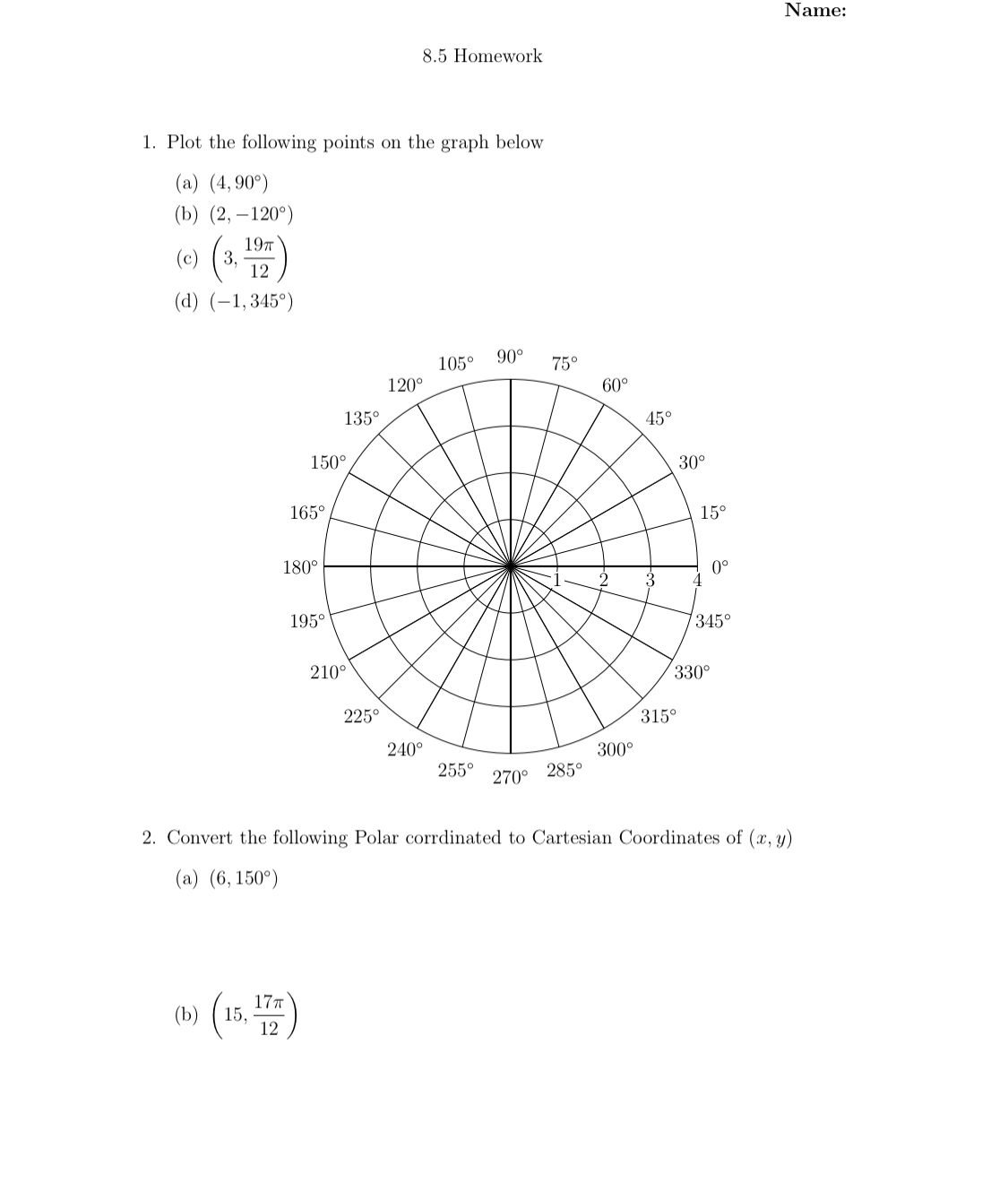 Solved 1. Plot the following points on the graph below (a) | Chegg.com