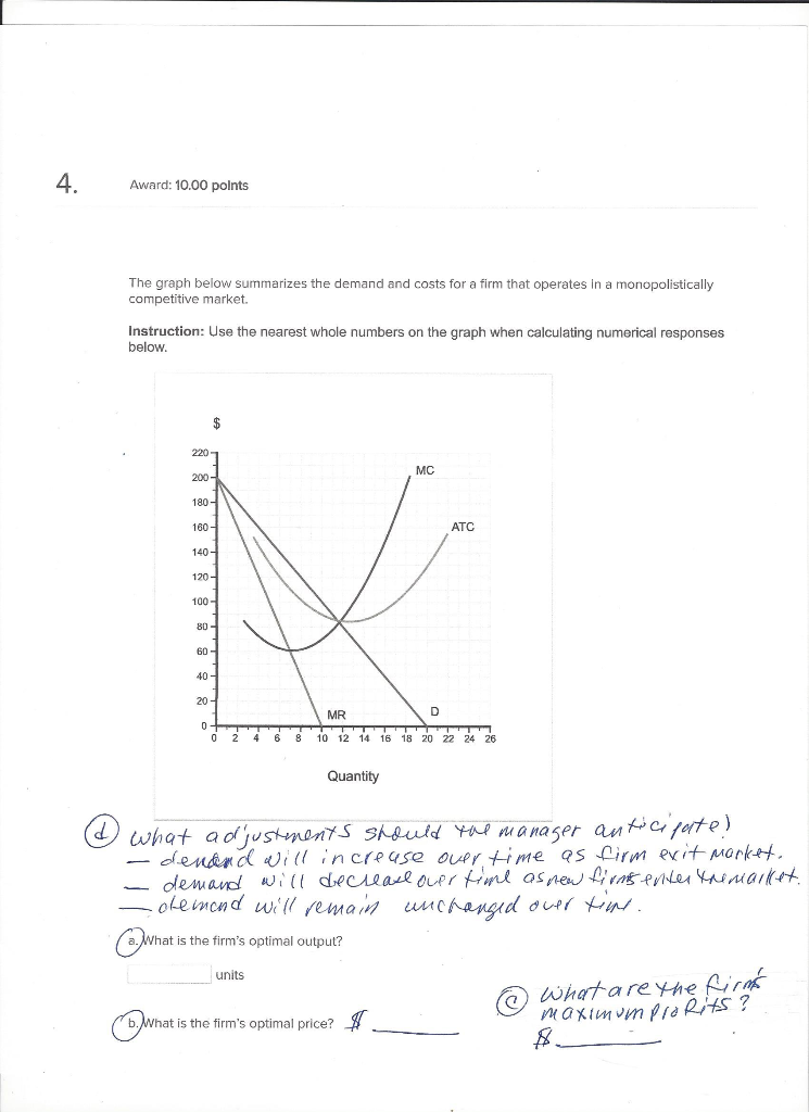 Solved 4 Award: 10.00 polnts The graph below summarizes the | Chegg.com
