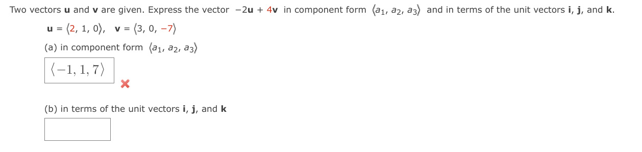 Solved Two vectors u and v are given. Express the vector | Chegg.com