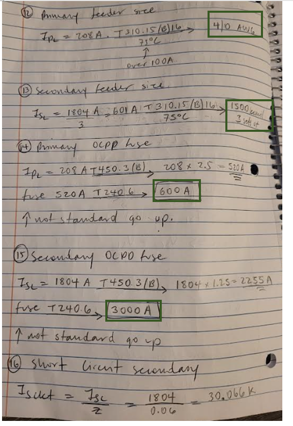 For the following figure, find primary feeder size, | Chegg.com