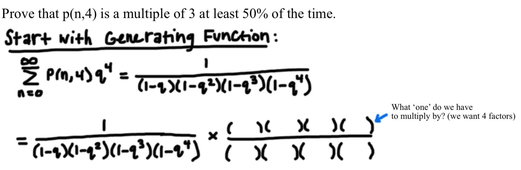 P(n,4) means: partitions of n with into at most 4 | Chegg.com