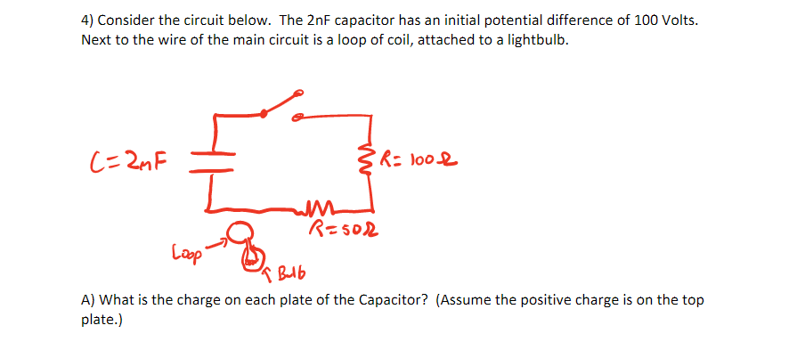 Solved 4) Consider the circuit below. The 2nF capacitor has | Chegg.com