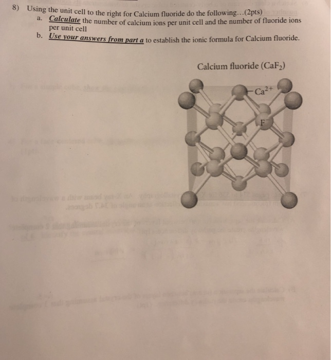 Solved g the unit cell to the right for Calcium fluoride do | Chegg.com