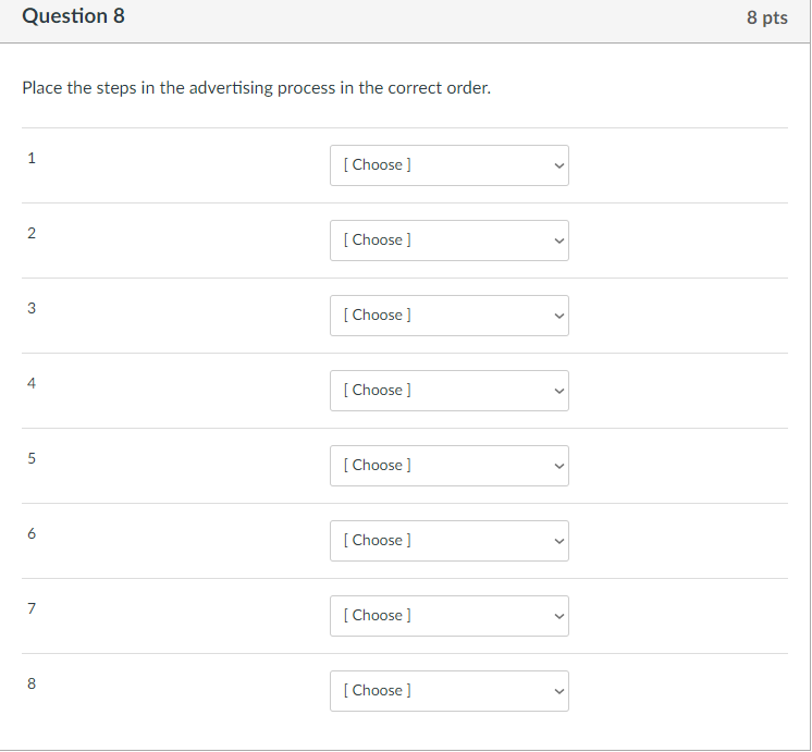 Solved Options (not in order)evaluate the responseselect | Chegg.com