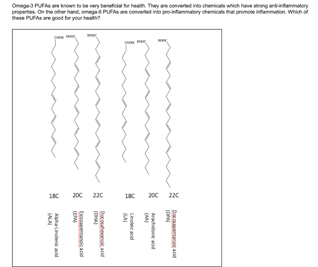 Solved A) LA B) AA C) AA and DPA D) DHA and ALA E) EPA and | Chegg.com