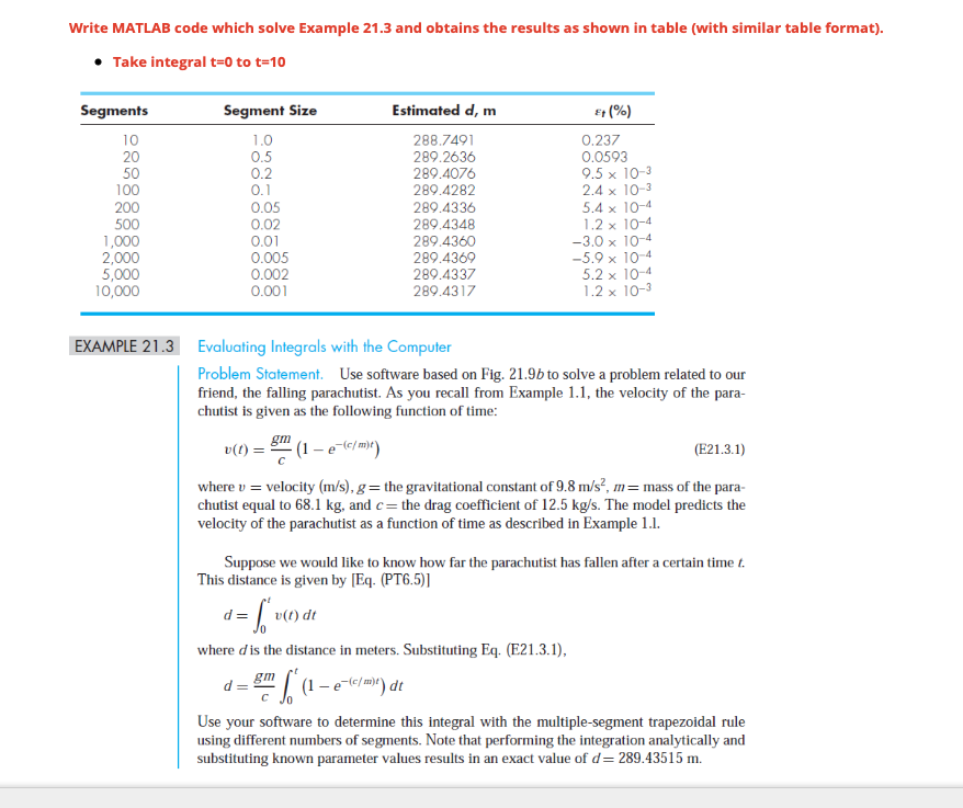 Solved Write MATLAB code which solve Example 21.3 and | Chegg.com
