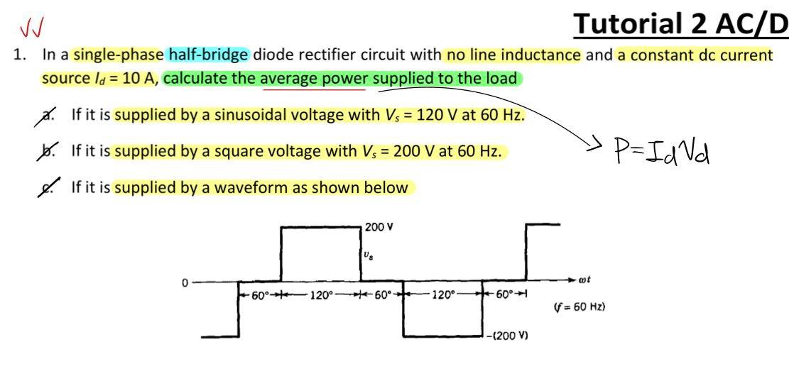 Solved VV Tutorial 2 AC/D 1. In a single-phase half-bridge | Chegg.com