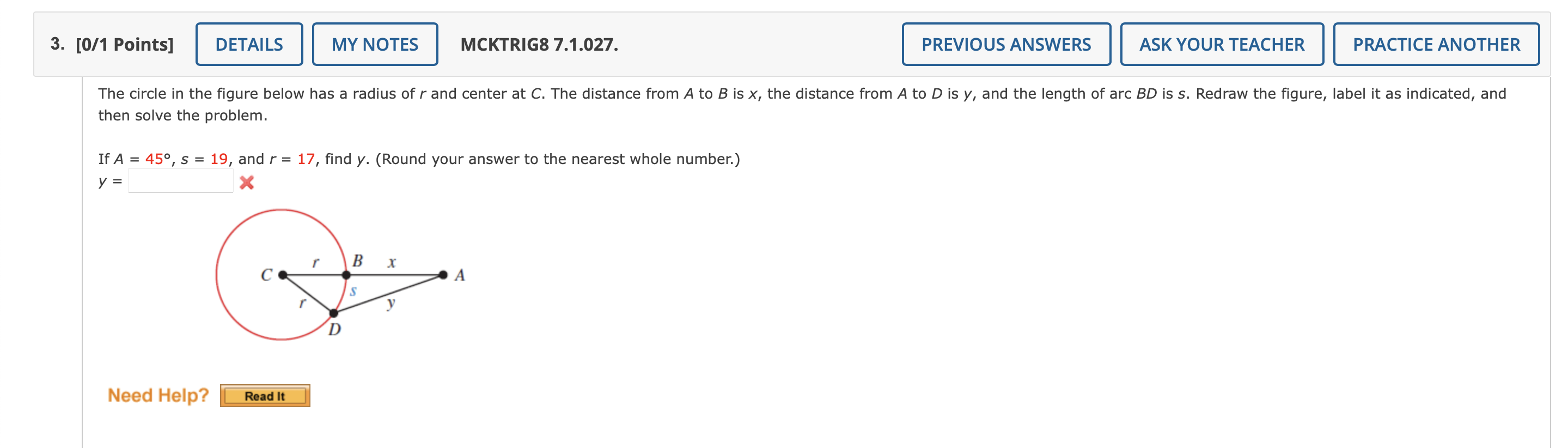 Solved The circle in the figure below has a radius of r ﻿and | Chegg.com