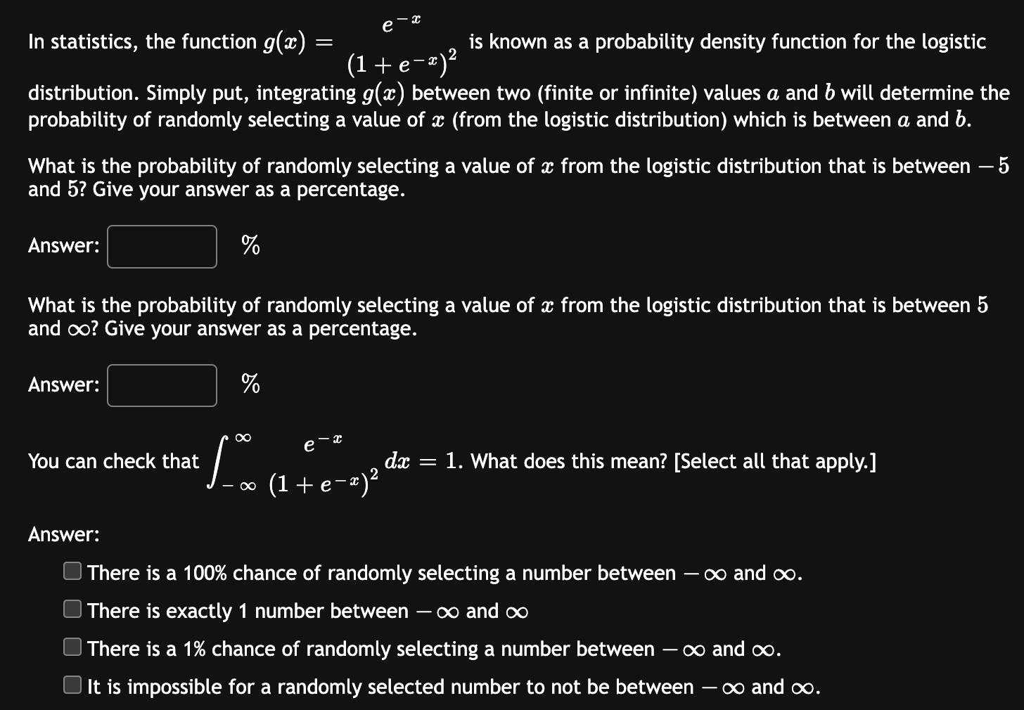Solved X In statistics, the function g(x) = is known as a | Chegg.com