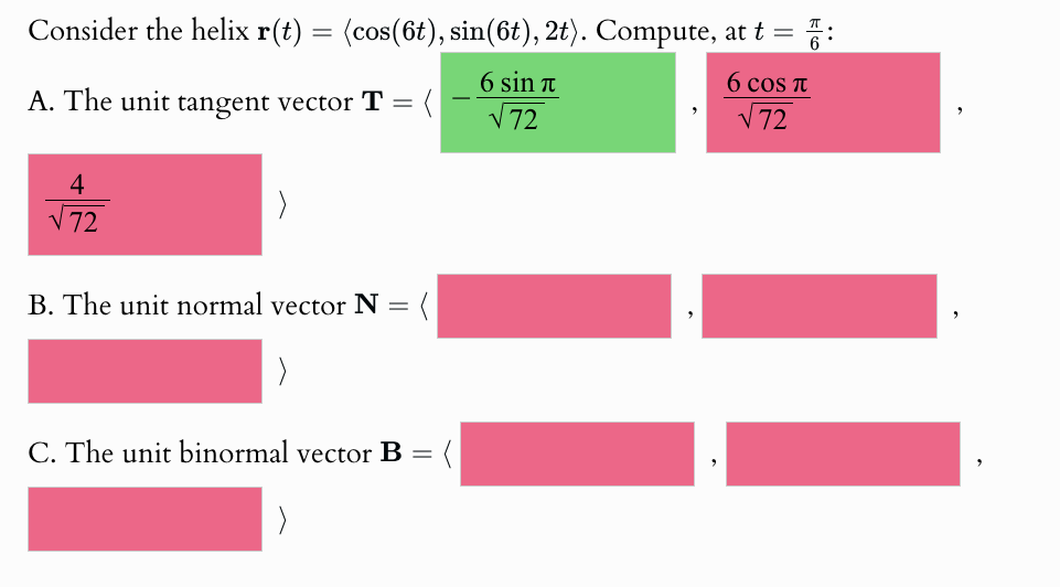 Solved Consider the helix r(t)=(:cos(6t),sin(6t),2t:). | Chegg.com