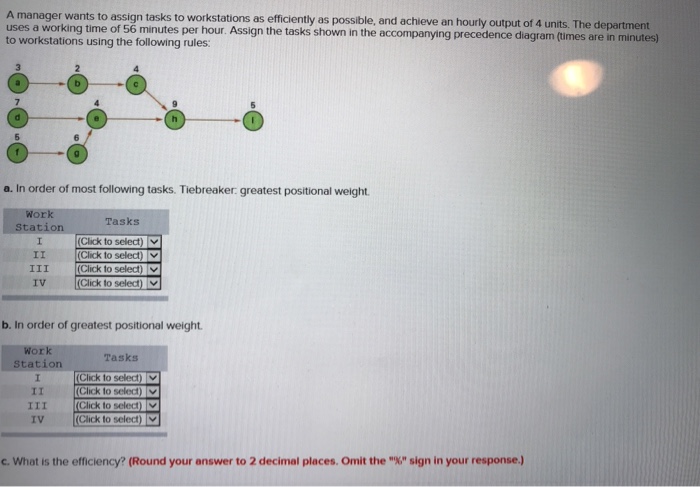 Solved A manager wants to assign tasks to workstations as | Chegg.com