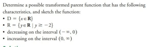 Solved Determine a possible transformed parent function that | Chegg.com