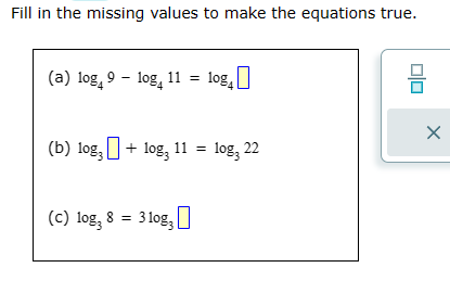 Solved Fill in the missing values to make the equations | Chegg.com