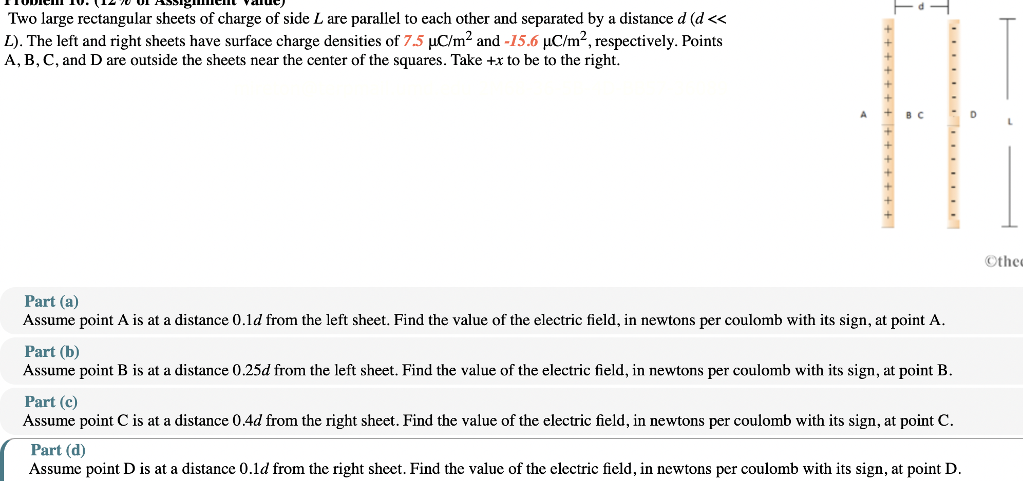Solved Two large rectangular sheets of charge of side L ﻿are | Chegg.com