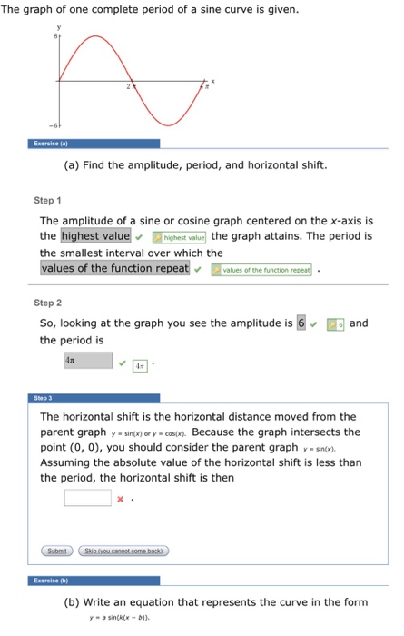 Solved The graph of one complete period of a sine curve is | Chegg.com