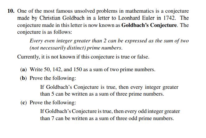 Solved 10. One of the most famous unsolved problems in | Chegg.com