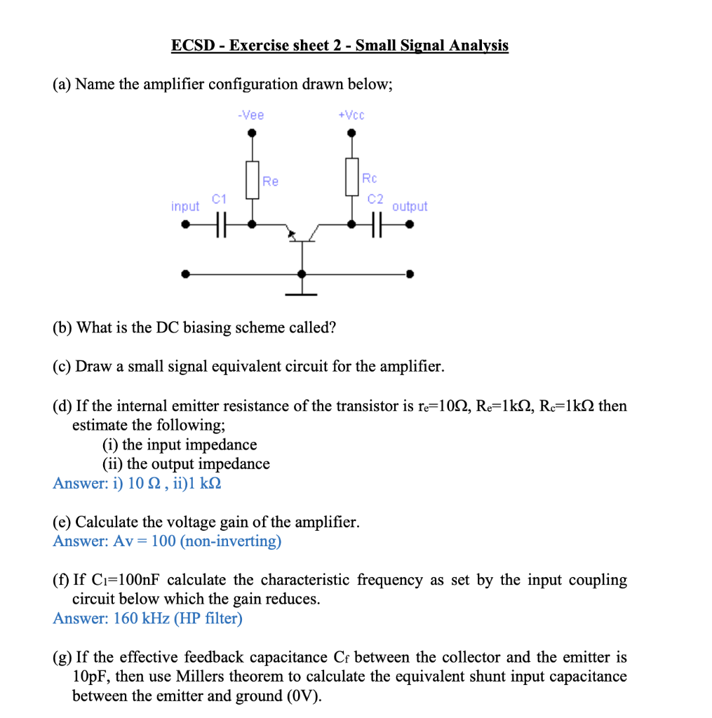 Solved (a) Name the amplifier configuration drawn below; (b) | Chegg.com