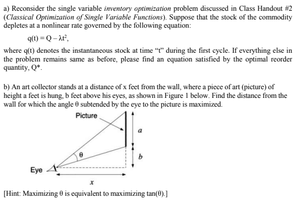 Solved A Reconsider The Single Variable Inventory 