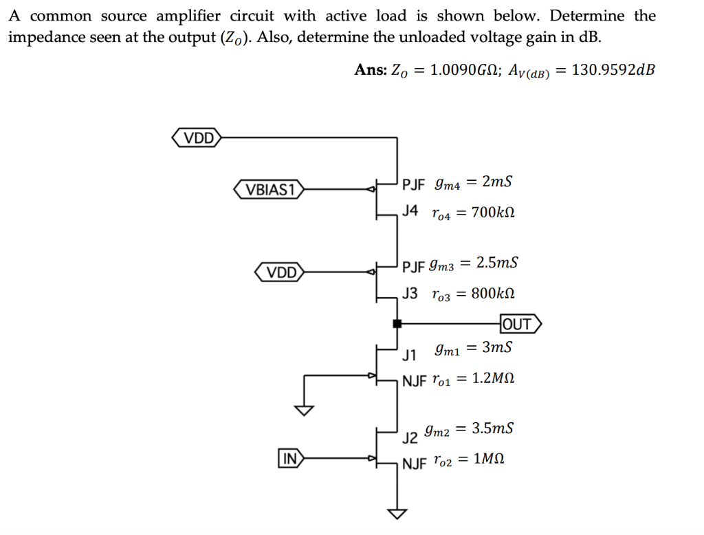 Solved A common source amplifier circuit with active load is | Chegg.com