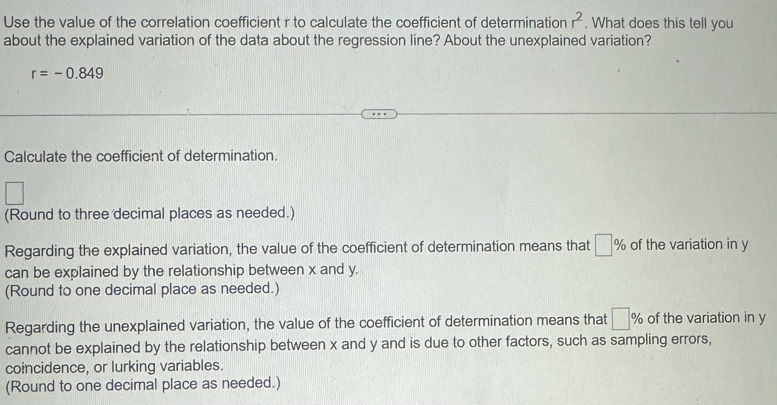 Solved Use the value of the correlation coefficient r to | Chegg.com