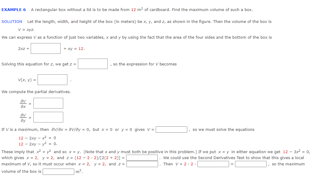 Solved EXAMPLE 6 A rectangular box without a lid is to be | Chegg.com