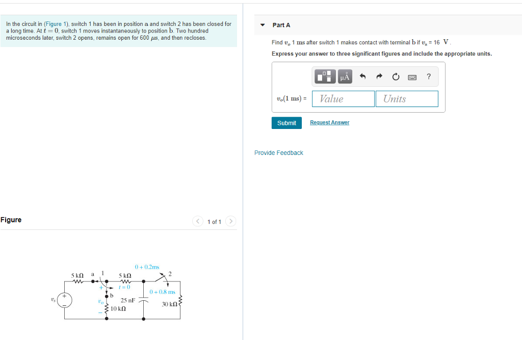 Solved In The Circuit In Figure 1 Switch 1 Has Been In