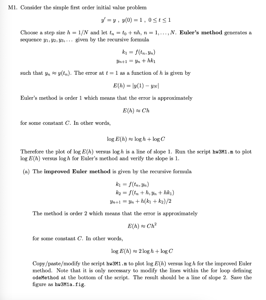 Solved Mi. Consider the simple first order initial value | Chegg.com