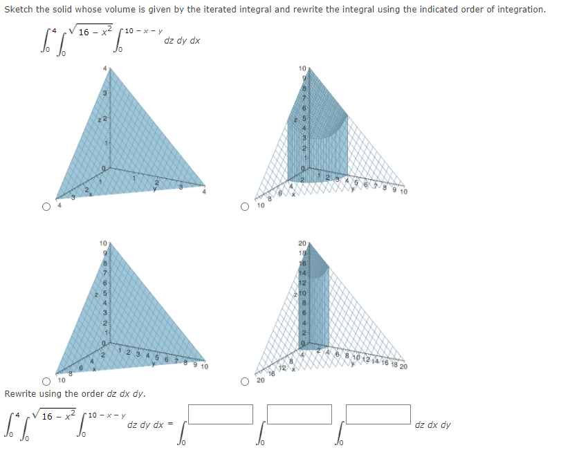 Solved Sketch the solid whose volume is given by the | Chegg.com