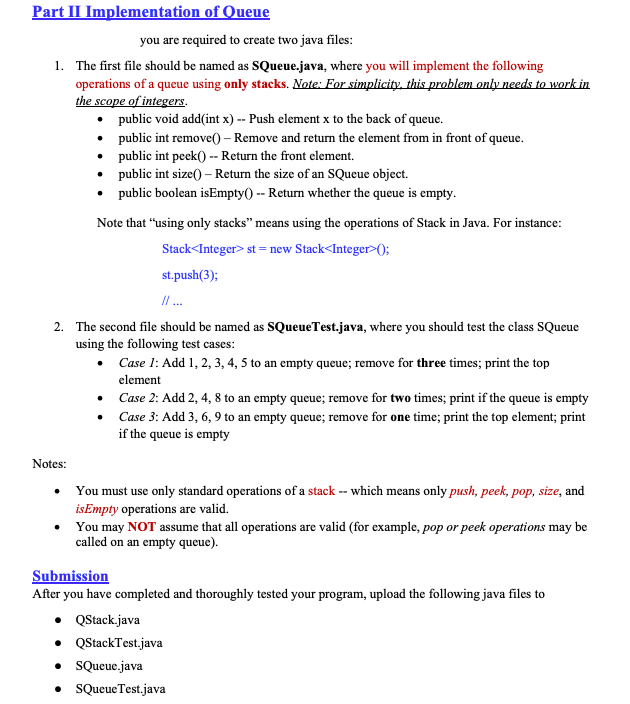 Solved Part I Implementation of Stack you are required to | Chegg.com