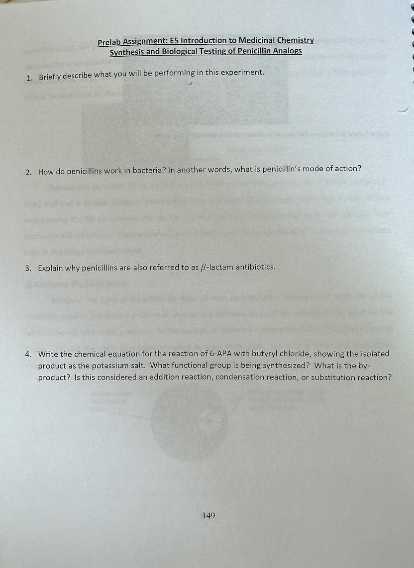Solved Prelab Assignment: E5 Introduction to Medicinal | Chegg.com