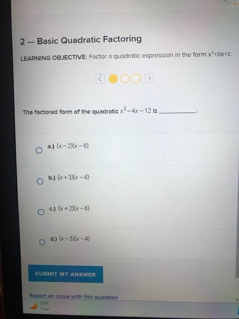 Solved 2-Basic Quadratic Factoring LEARNING OBJECTIVE: | Chegg.com