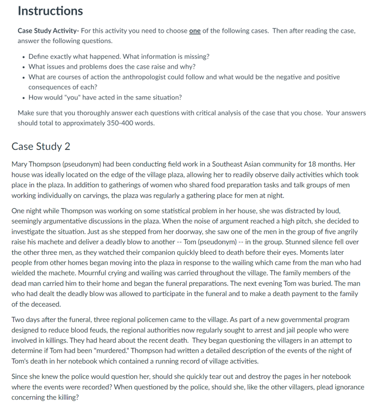 Instructions Case Study Activity- For this activity | Chegg.com