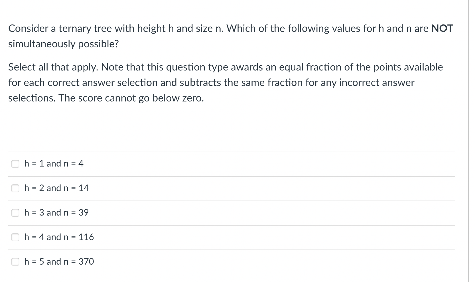 Solved Consider a ternary tree with height h and size n. | Chegg.com