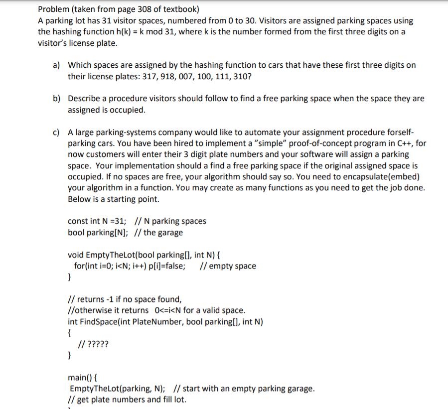 Solved Problem (taken from page 308 of textbook) A parking | Chegg.com
