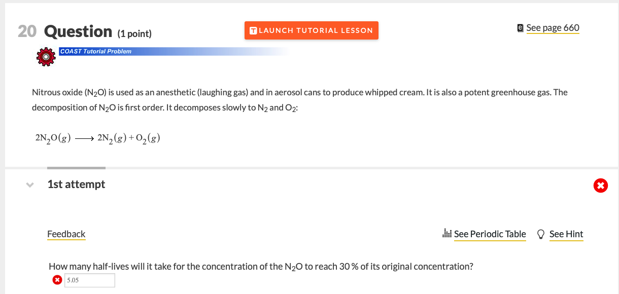 Solved 20 Question (1 point) T LAUNCH TUTORIAL LESSON @ See | Chegg.com
