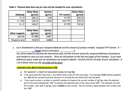 Solved 3) Your task is to produce 11.0 g of H-TPP. Calculate | Chegg.com