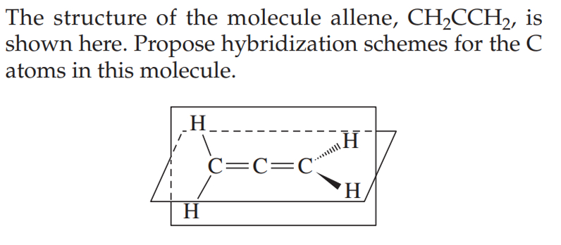 The structure of the molecule allene, CH2CCH2, | Chegg.com