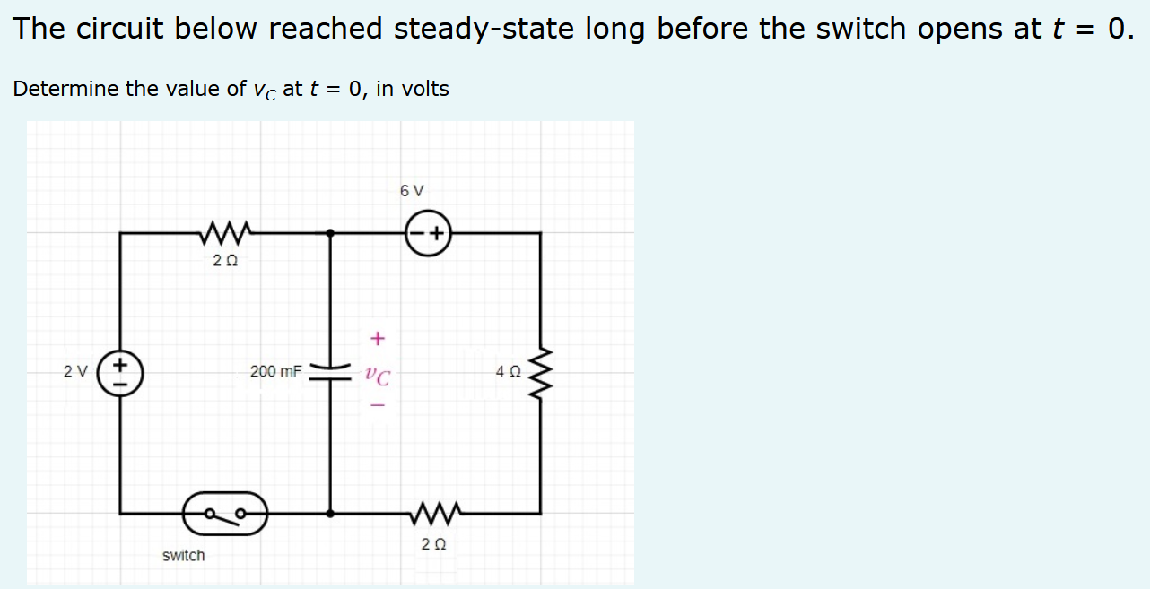 Solved The circuit below reached steady-state long before | Chegg.com