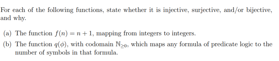 Solved For each of the following functions, state whether it | Chegg.com