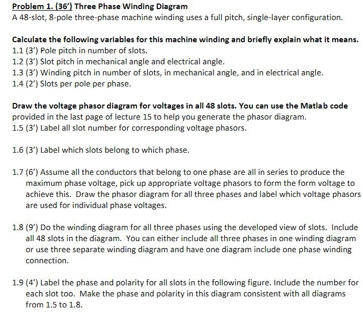Solved Problem 1. (36′) Three Phase Winding Diagram A | Chegg.com