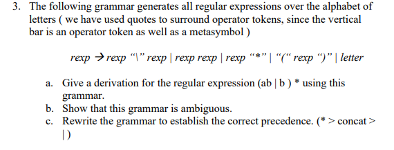 Solved 3. The following grammar generates all regular | Chegg.com