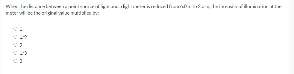 Solved When the distance between a point source of light and | Chegg.com