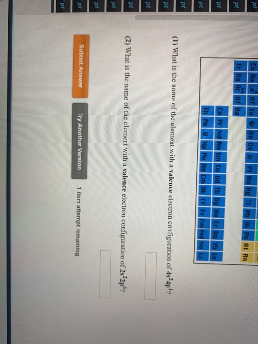Solved pt At Rn pt (1) What is the name of the element with | Chegg.com