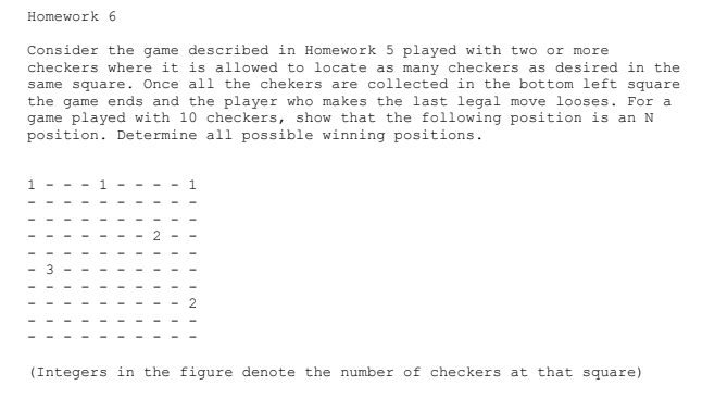 Homework 6 Consider the game described in Homework 5 | Chegg.com