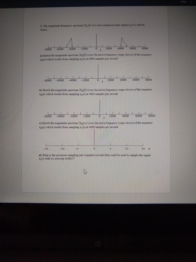 Solved Page 1 2. The magnitude frequency spectrum X (O of a | Chegg.com