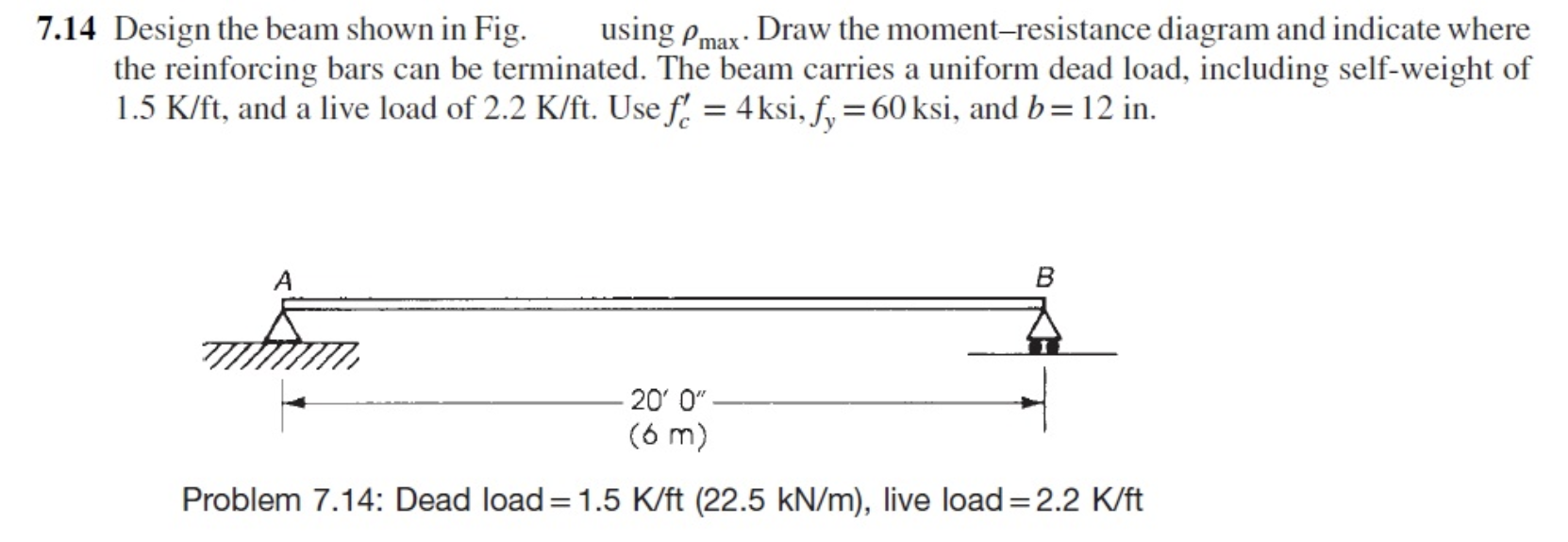 Solved 14 Design the beam shown in Fig. using ρmax. Draw the | Chegg.com