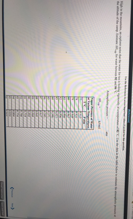 Solved the altitude of the camp. Estimate AHvap for water | Chegg.com
